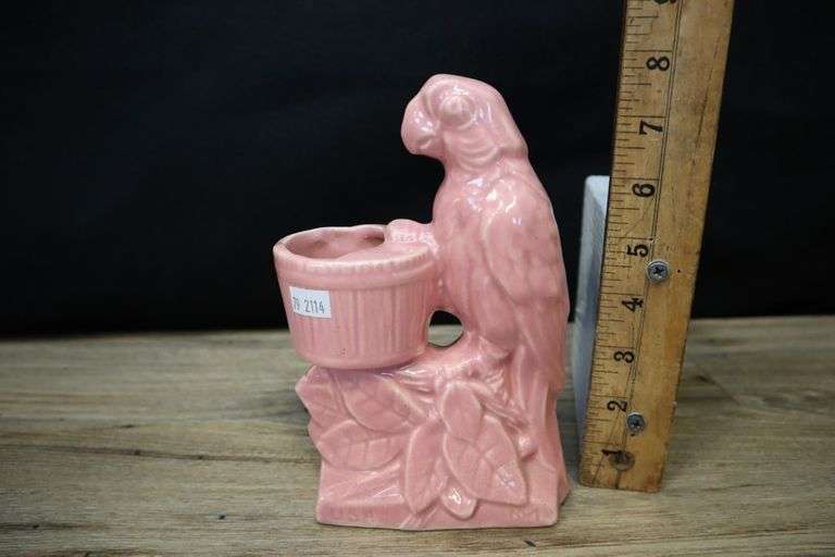 Nelson Mccoy Parrot Bird Art Pottery Planter Pink - Pacific Auctions ...