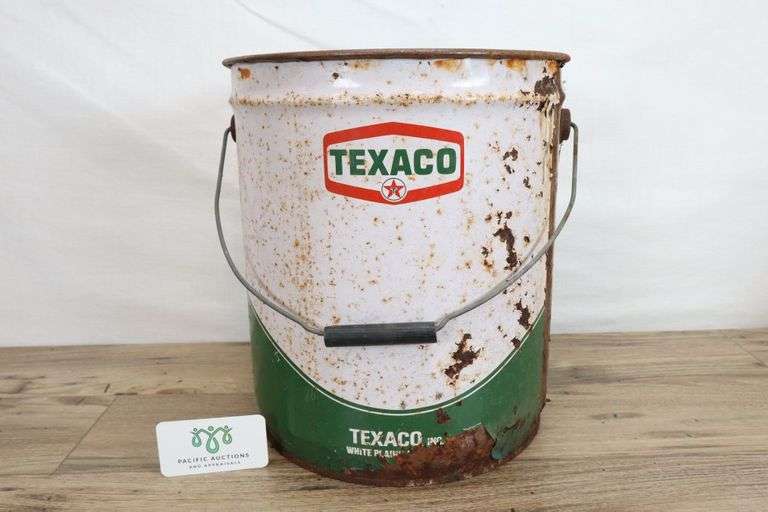 Vintage Texaco Metal Bucket/oil Can - Pacific Auctions And Appraisals