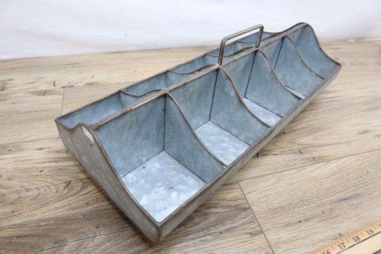 Vintage Galvanized 10 Compartment Metal Storage Tray 9x21" - Pacific ...