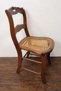 Wooden Cain Seat Dining Chair With Floral Leaf Carved Back Rail, 33 ...