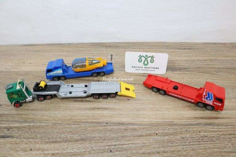 3 Majorette Transport Vehicles, Lowboy Semi, Sea Explorer With Sub ...