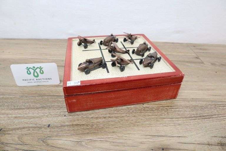 Eddie Bauer Classic Wooden Tic Tac Toe Game W/ Metal Planes And Race ...