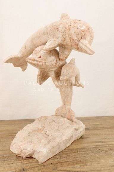 Carved Dolphin Marble Statue, 15", 17 Lbs. - Pacific Auctions And ...