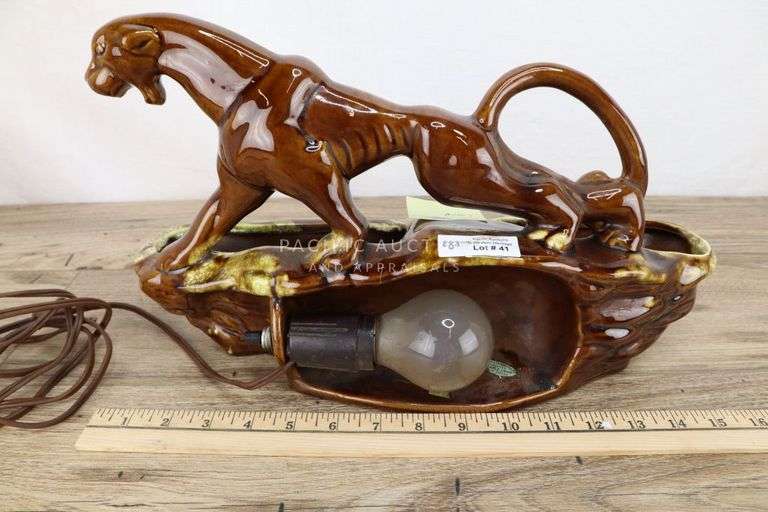 Vintage T.V. Lamp Mcm Phil-Mar Brown Panther Ceramic Tv Lamp Planter ...