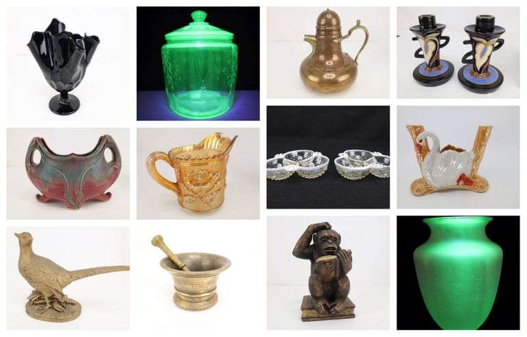 10/07 - EAPG, Depression Glass, Uranium, Porcelain, Brass & Pottery ...