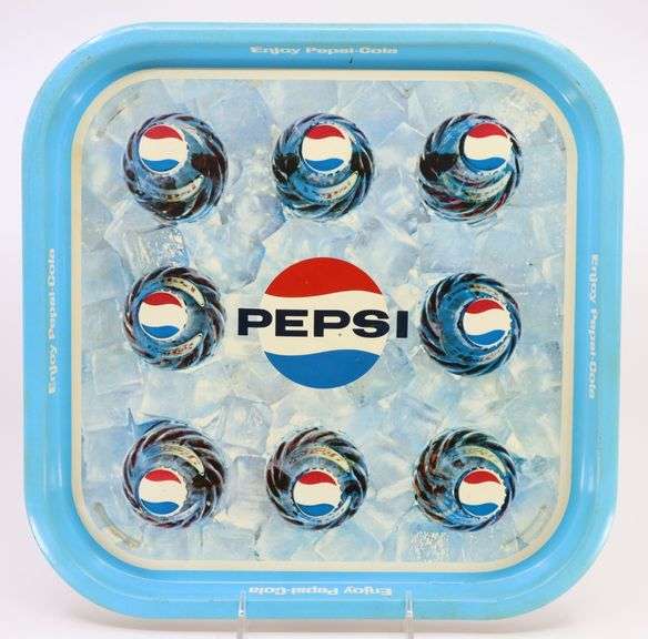 1960s PEPSI TRAY, ENJOY PEPSI COLA, SQUARE 13.25X1 - Pacific Auctions ...