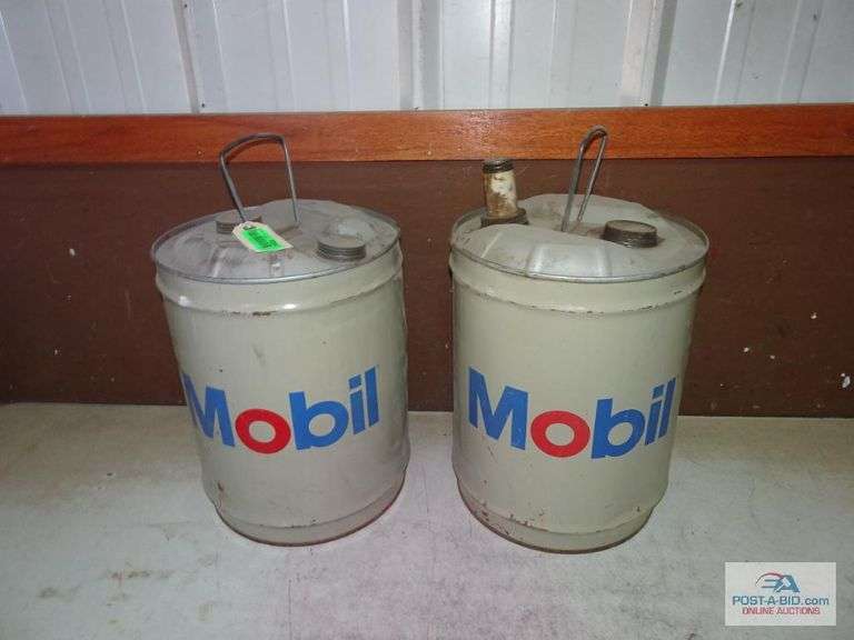 2-Mobil 5 Gallon Grease Cans. - Elsenpeter Auctions & Real Estate, Inc ...