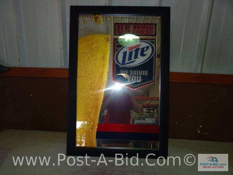 Miller Lite Beer Mirror Sign, - Elsenpeter Auctions & Real Estate, Inc ...