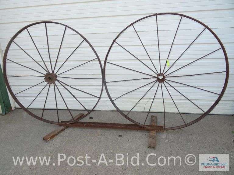 2-Steel Wheels On Frame, 107" - Elsenpeter Auctions & Real Estate, Inc ...