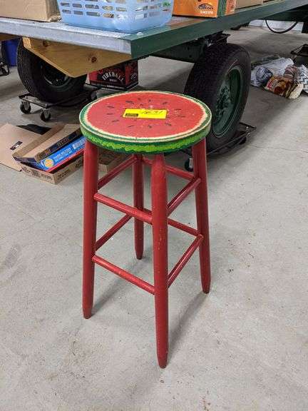 Watermelon painted bar stool - Parrott