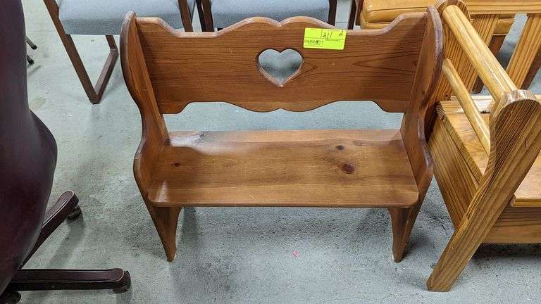 Small Wooden Decorative Bench with Heart Cut Out - Parrott Marketing Group