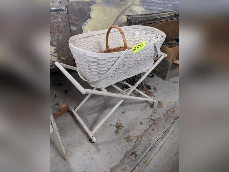 White Wicker Bassinet - Parrott Marketing Group