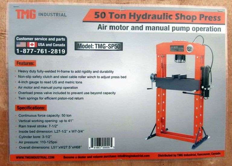 E-431 TMG 50 Ton of Shop Press - Pickett Auction Service