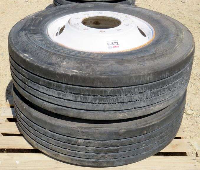 E-872 Bridgestone R238 Truck Tires + Wheels (2) - Pickett Auction Service