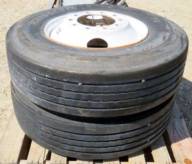 E-872 Bridgestone R238 Truck Tires + Wheels (2) - Pickett Auction Service