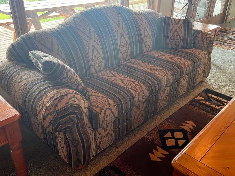 Upholstered Couch - Navajo pattern - Peterson Land & Auction LLC