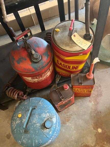 5 Vintage Gas Cans - Property Peddler