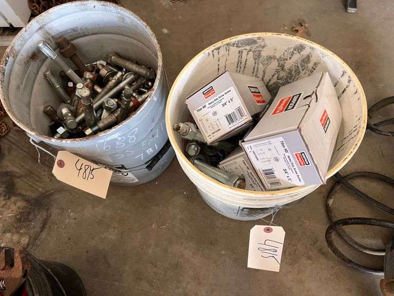2 Buckets of Bolts / Screw Anchors - Property Peddler
