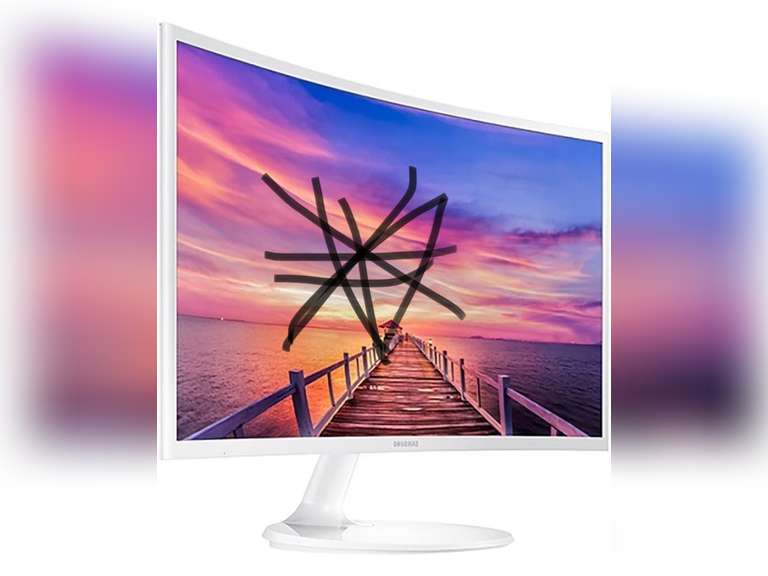 Cracked screen SAMSUNG Curved 1920x1080 HDMI VGA Monitor, White, 27 ...