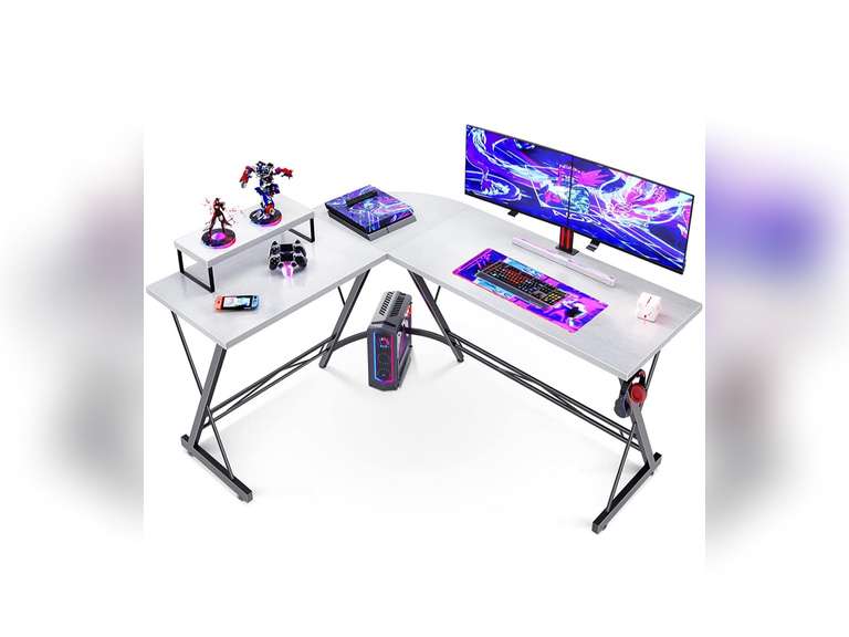 Damaged L Shaped Gaming Desk, Home Office Desk with Round Corner ...