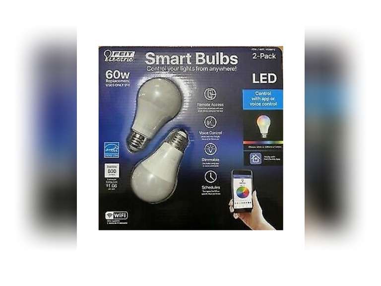 Feit Electric 60W Smart Wi-Fi LED Color Changing Dimmable Light Bulb 2 ...