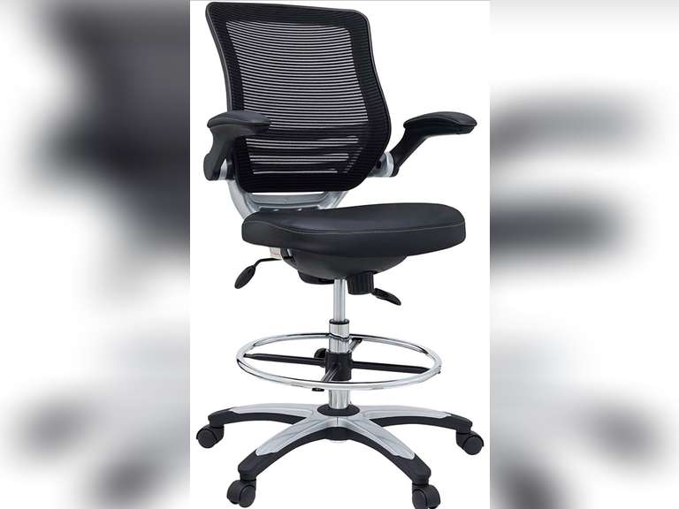 Modway Edge Drafting Chair - Reception Desk Chair - Flip-Up Arm ...