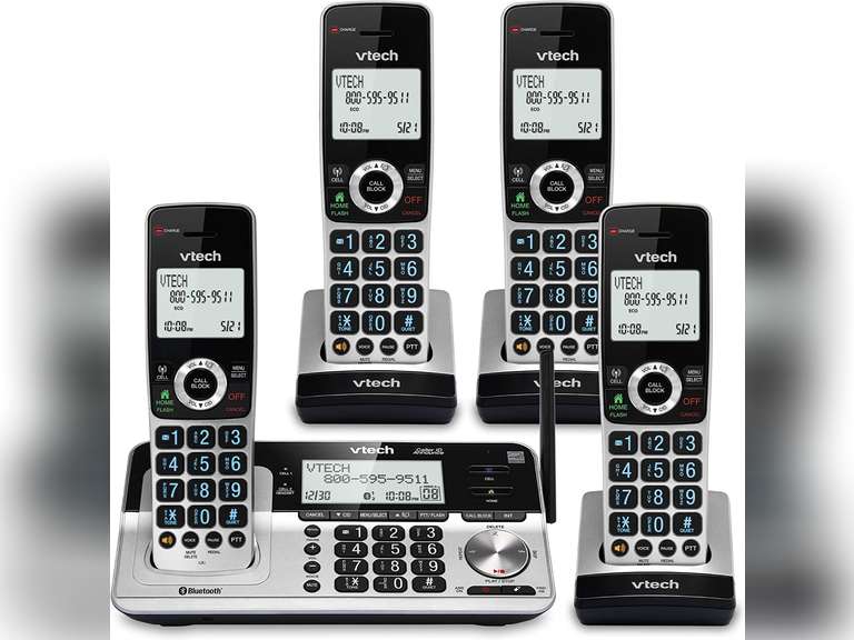 VTech VS113-4 Extended Range 4 Handset Cordless Phone for Home with ...