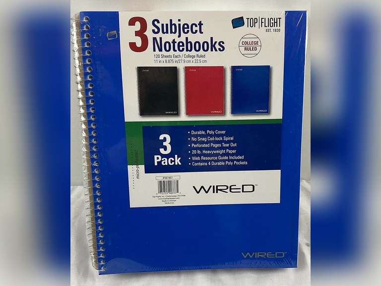 Wired 3 Subject Notebooks - 120 Sheets Each - 11 x 8.5 in Sheets 18.95 ...