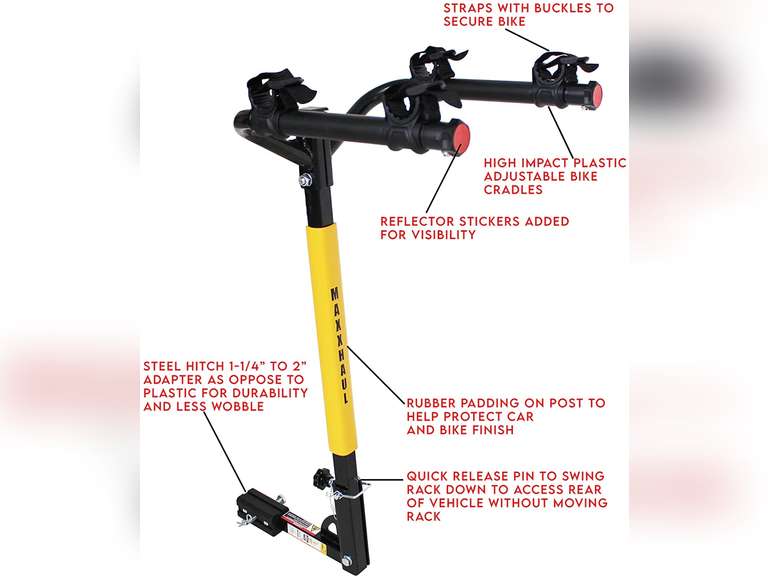 MAXXHAUL 50025 Hitch Mounted 2-Bike Rack-100 lb Capacity 67.99 ...