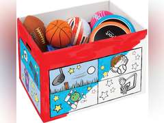 Bankers Box at Play Sports Toy Box, Cardboard Color-In Toy Box for Kids ...