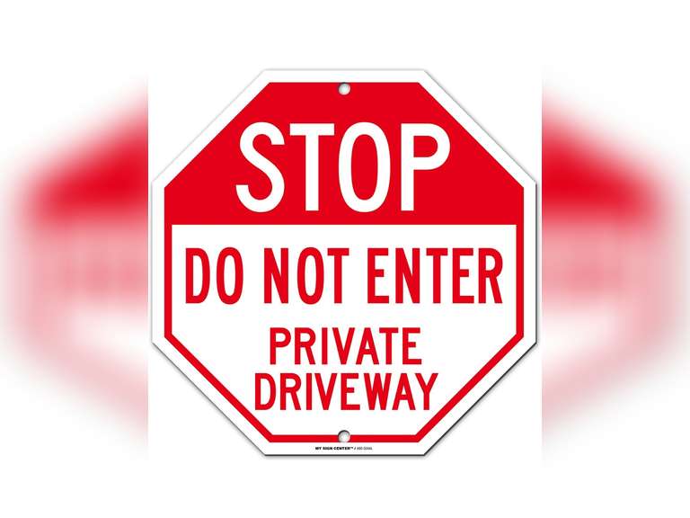 Stop Private Driveway Do Not Enter Warning Sign, Octagon Shaped, 11” x ...