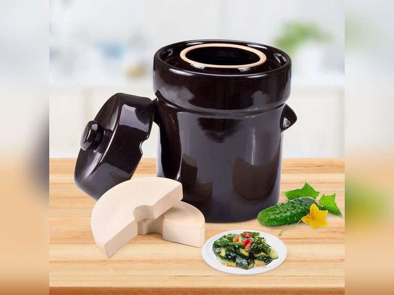 Seeutek Fermentation Crock Jar 10 Liter / 2.6 Gallon - Stoneware Pot ...