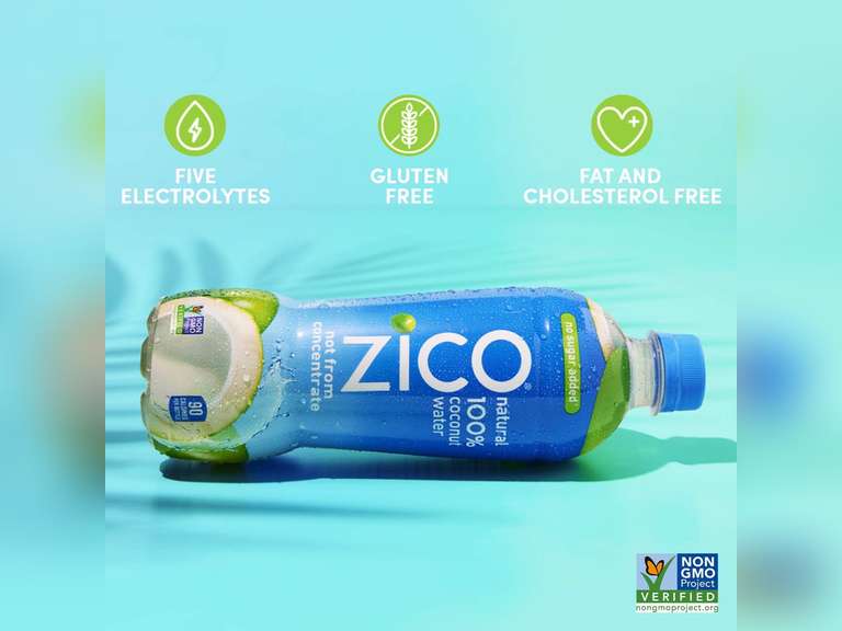 Zico 100% Coconut Water Drink - 12 Pack, Natural Flavored - No Sugar ...