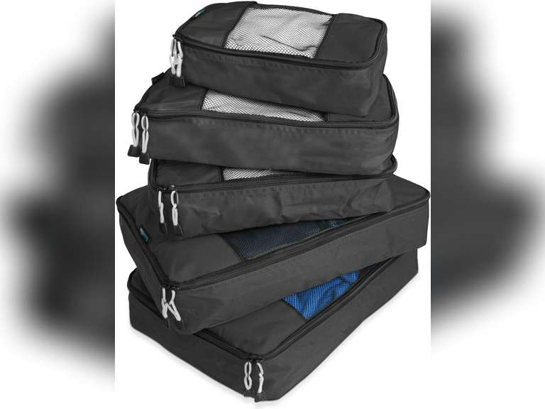 TravelWise Luggage Packing Organization Cubes 5 Pack, Black, 2 Small, 2 ...