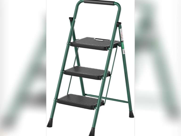 4 Step Ladder, RIKADE Folding Step Stool, Step Stool with Wide Anti ...