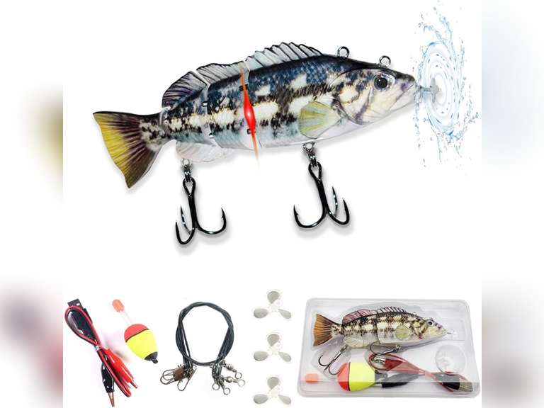SANTKOL Robotic Electric Fishing Lure Rechargeable 5.1" Auto-Swimming ...