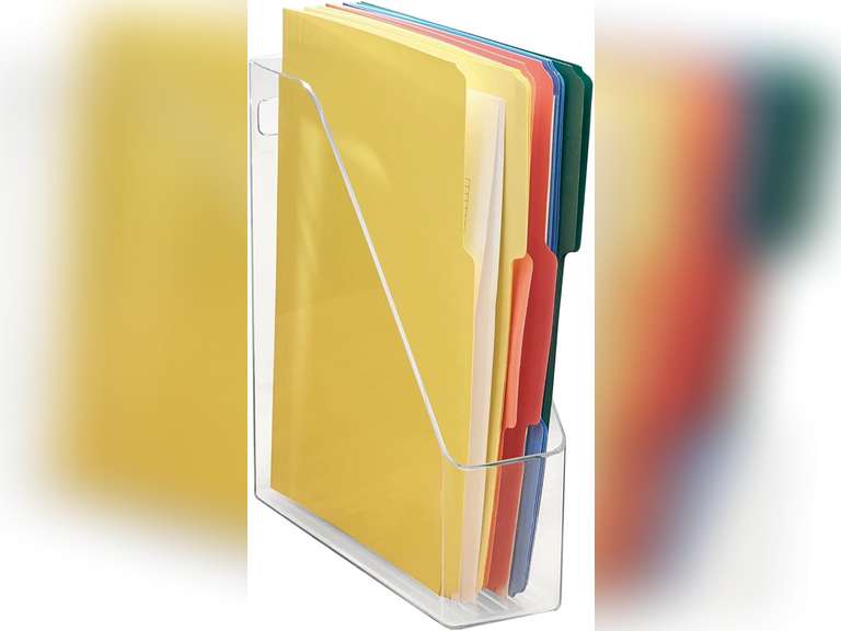 mDesign Plastic Slim Vertical File Folder Bin Storage Organizer with ...