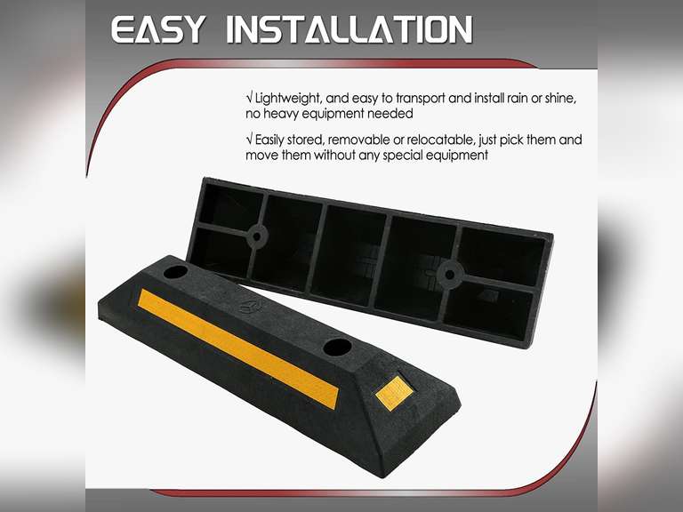 ATPEAM Rubber Curb Vehicle Floor Stopper Heavy Duty 2 Pack Black ...