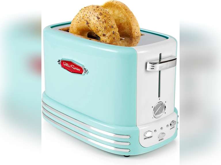 Nostalgia Retro Wide 2-Slice Toaster, Vintage Design With Crumb Tray ...