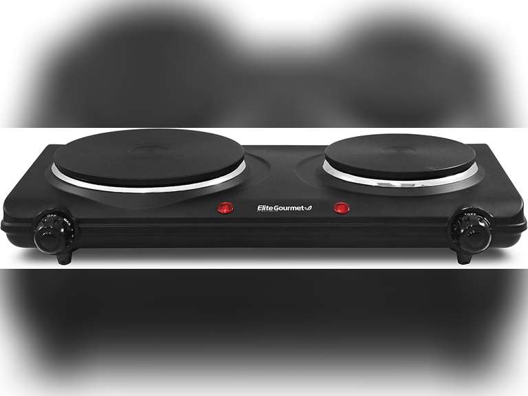 Elite Gourmet EDB-302BF Countertop Double Cast Iron Burner, 1500 Watts ...