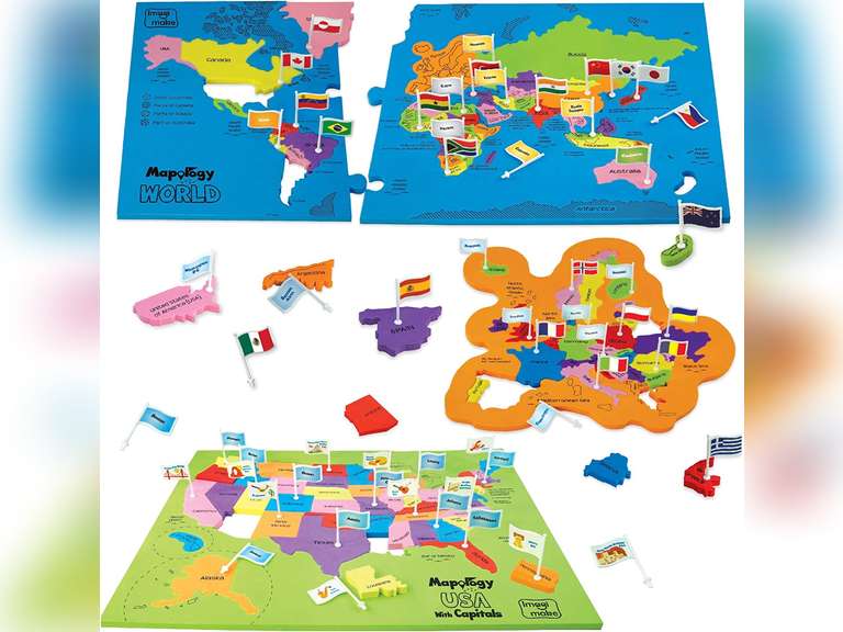 Imagimake Mapology US & World Map Puzzle- Geography for kids-United ...