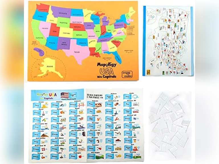 Imagimake Mapology US & World Map Puzzle- Geography for kids-United ...