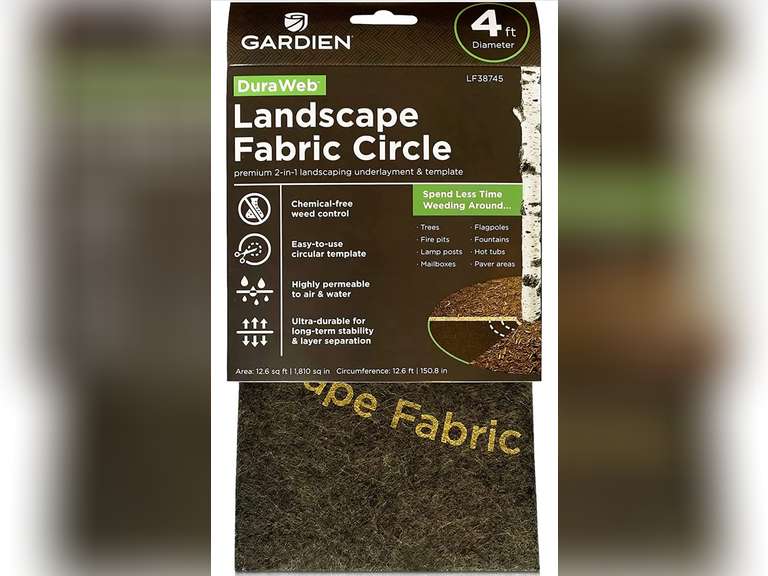 DuraWeb 4ft Landscape Fabric Circle, Weed Barrier Preventer for Tree ...