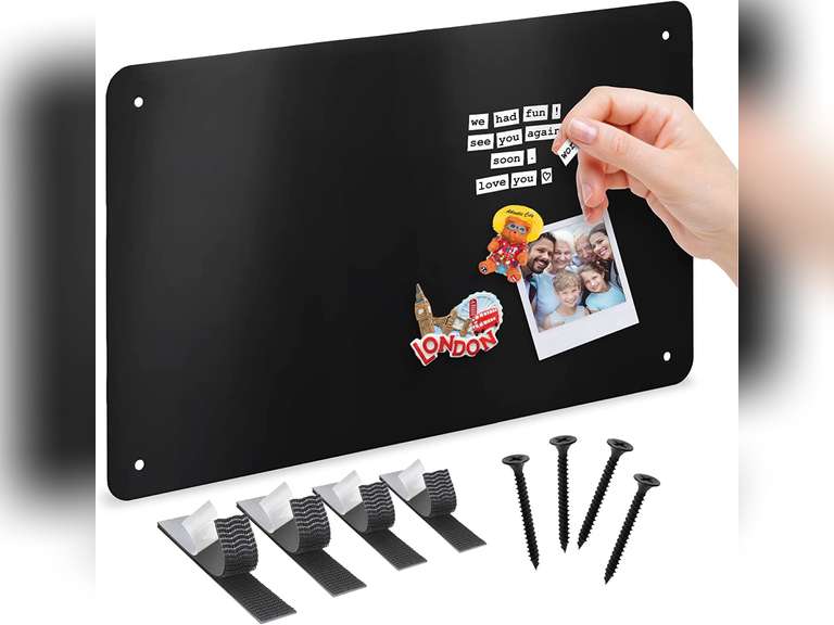 Black Metal Magnet Board - 17.5 x 11.5 Flat Magnetic Board for Magnets ...