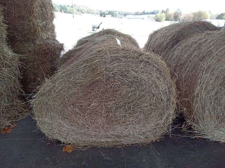 2 Round Bales 1st Grass (4x4) Stored Inside - Rogers Community Auction Inc.