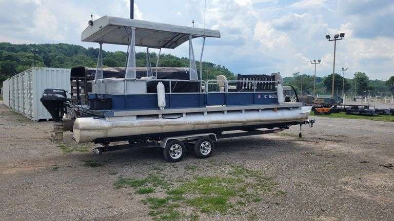 1978 24ft San Pan Pontoon Boat w/ Trailer & 15hp Motor - Rogers ...