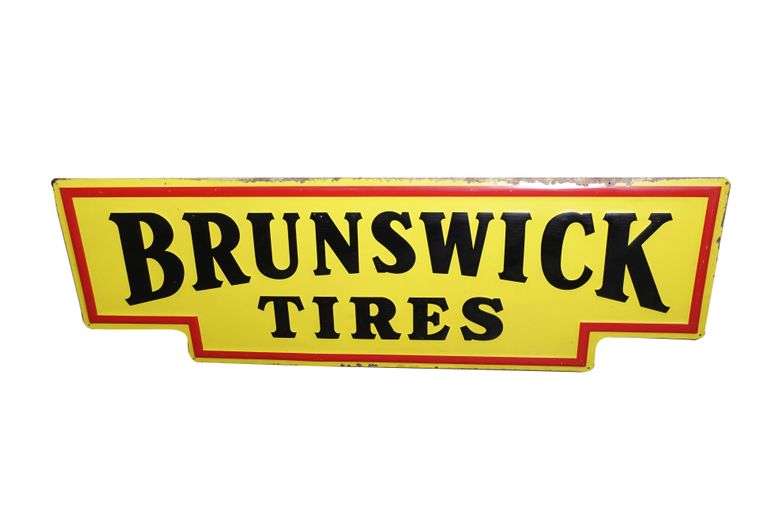 "ABSOLUTE" Circa 1940s Brunswick Tires Single-Sided Self-Framed Tin ...