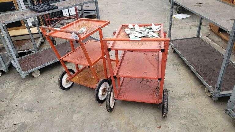 (2) Orange Metal Hand Carts - RES Auction Services