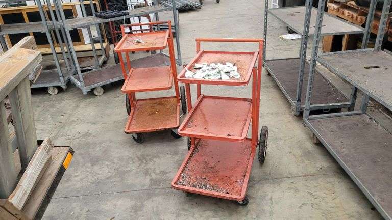 (2) Orange Metal Hand Carts - RES Auction Services