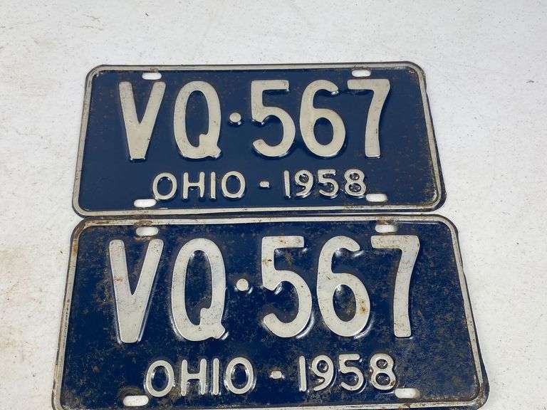 Set of Ohio 1958 License Plates - RES Auction Services